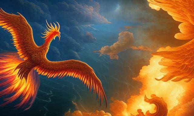phoenix flying over a lake - AI Generated Artwork - NightCafe Creator