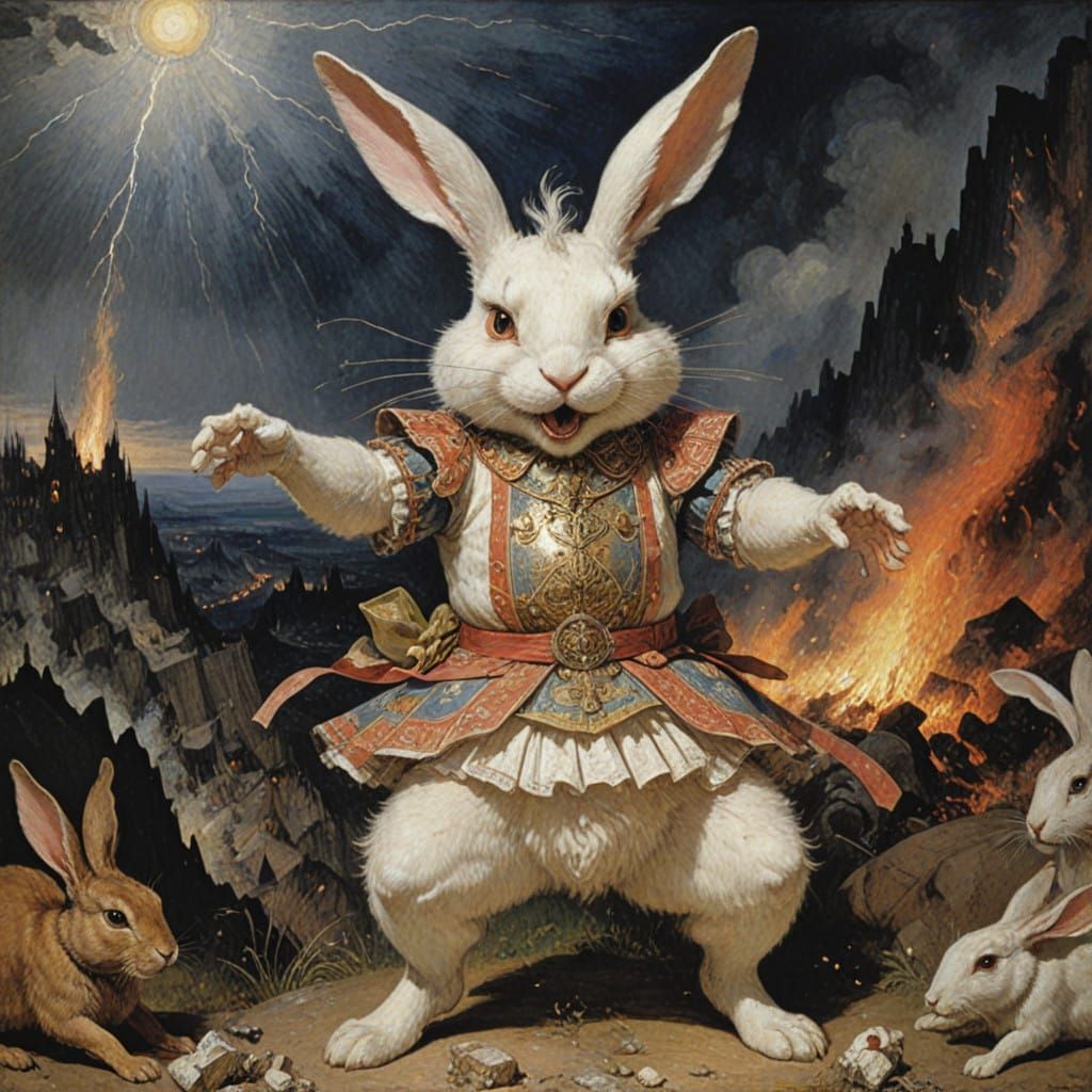 Surreal Rabbit-Devils Dance in a Whirlwind - AI Art