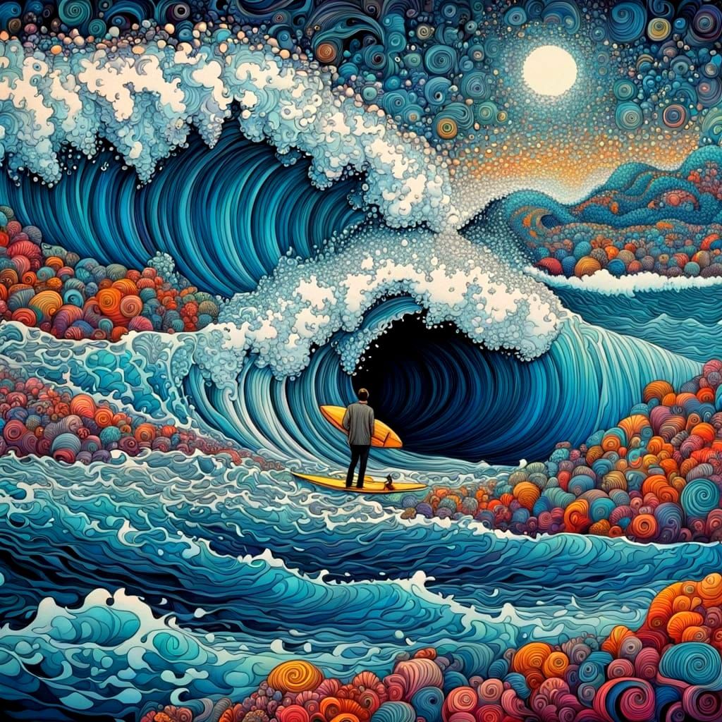 Surreal Pastel Pointillism Masterpiece of a Man Su... - AI Art