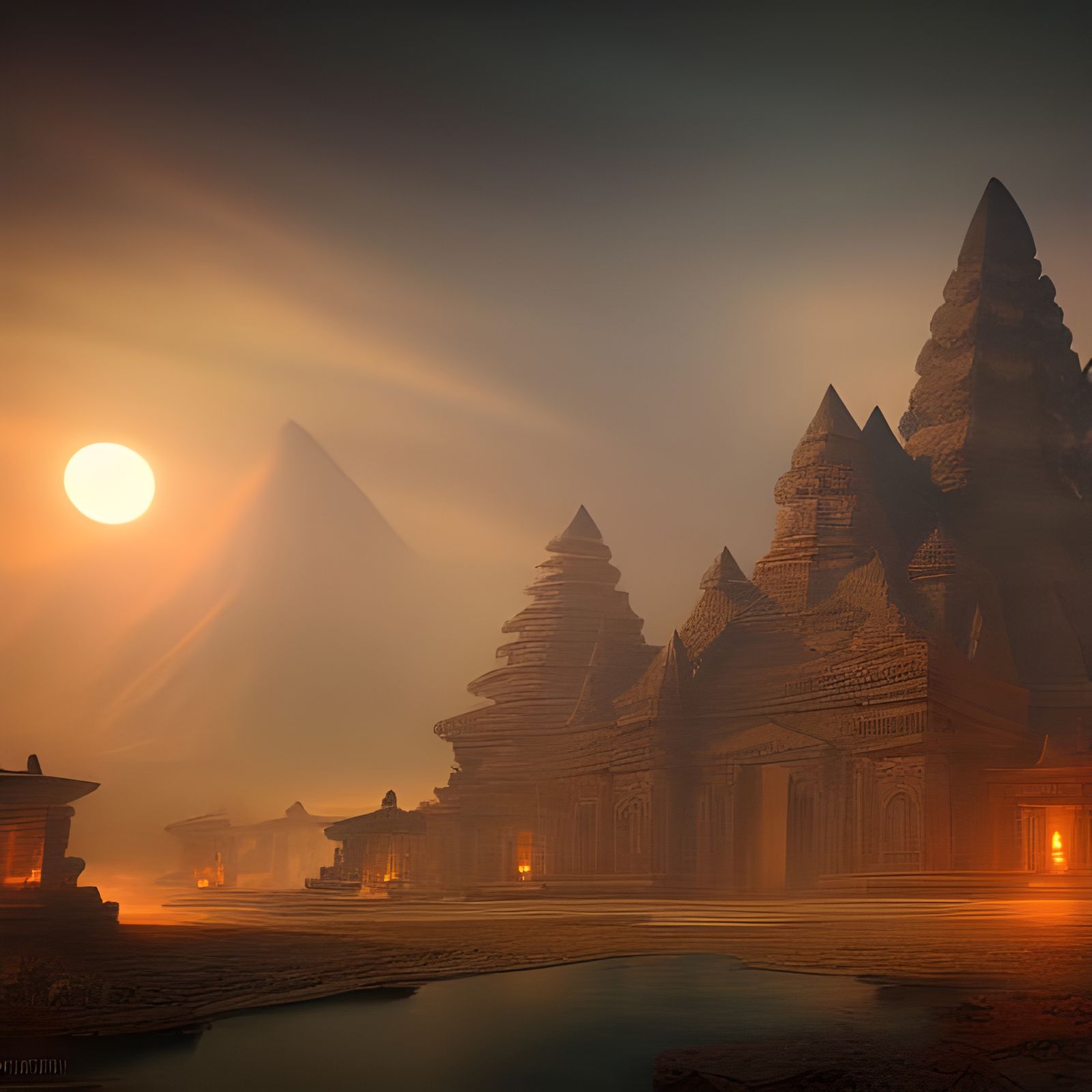 Ancient java at night - AI Generated Artwork - NightCafe Creator