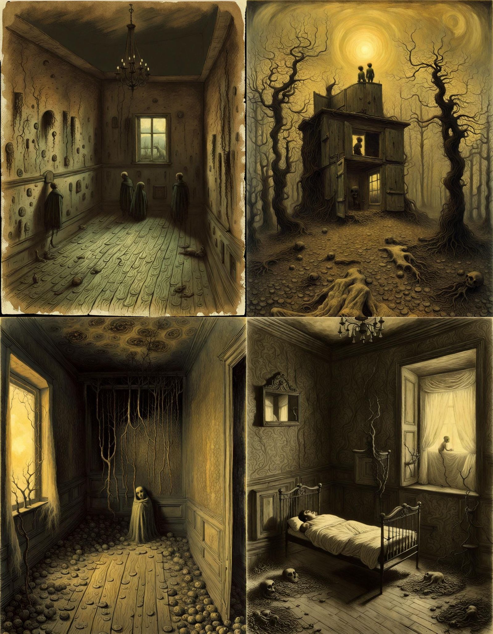 A haunted nursery Zdzisław Beksiński 1900s photograph horror - AI ...