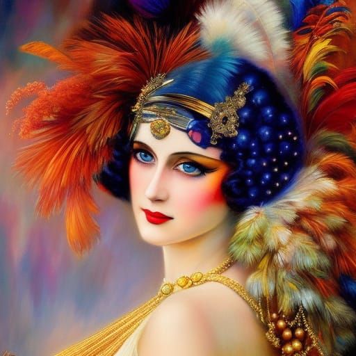 Beautiful 1920s Flapper Lady - AI Generated Artwork - NightCafe Creator