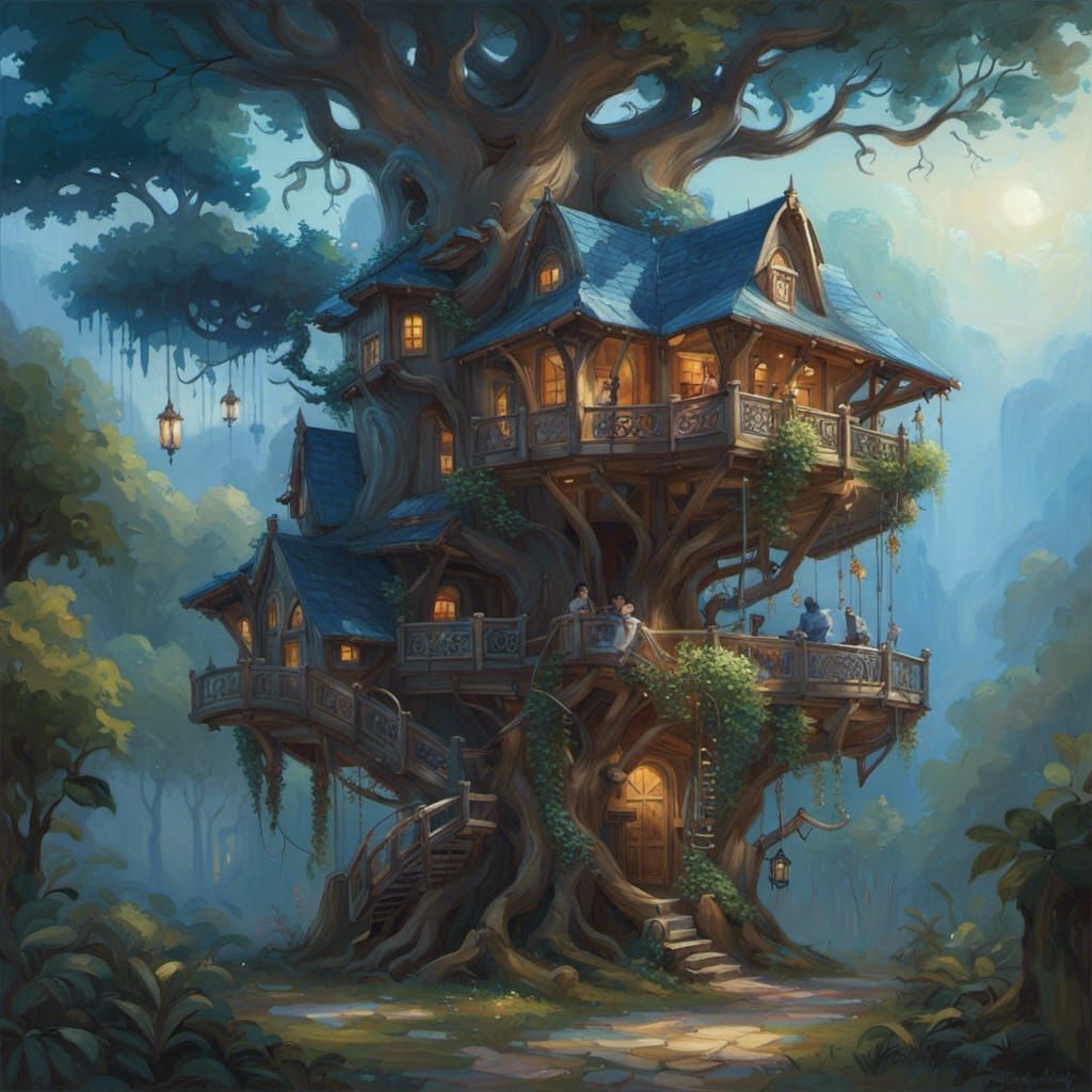 Epic Treehouse - AI Generated Artwork - NightCafe Creator