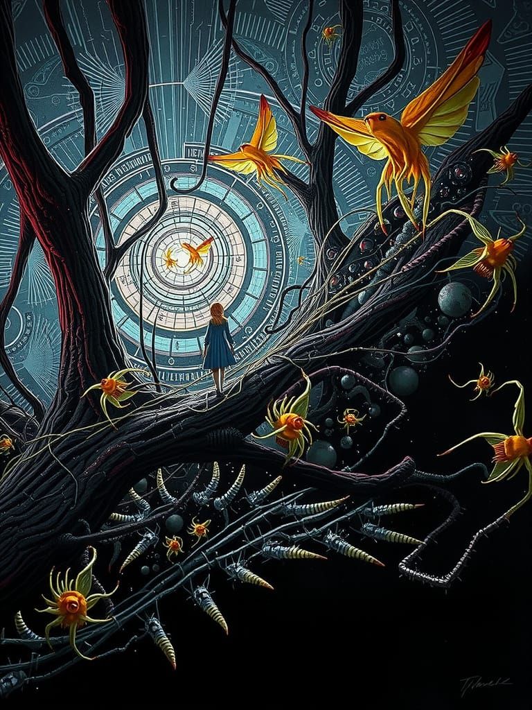 Create an image of a microscopic world of strange and unique creatures ...