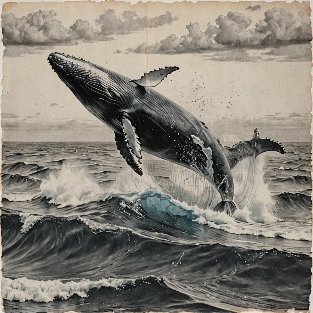 Whale Breaching Mixed Media - AI Generated Artwork - NightCafe Creator