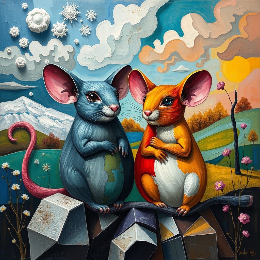 mice - Abstract Mice Navigate Duality of Identity in Vibrant...
