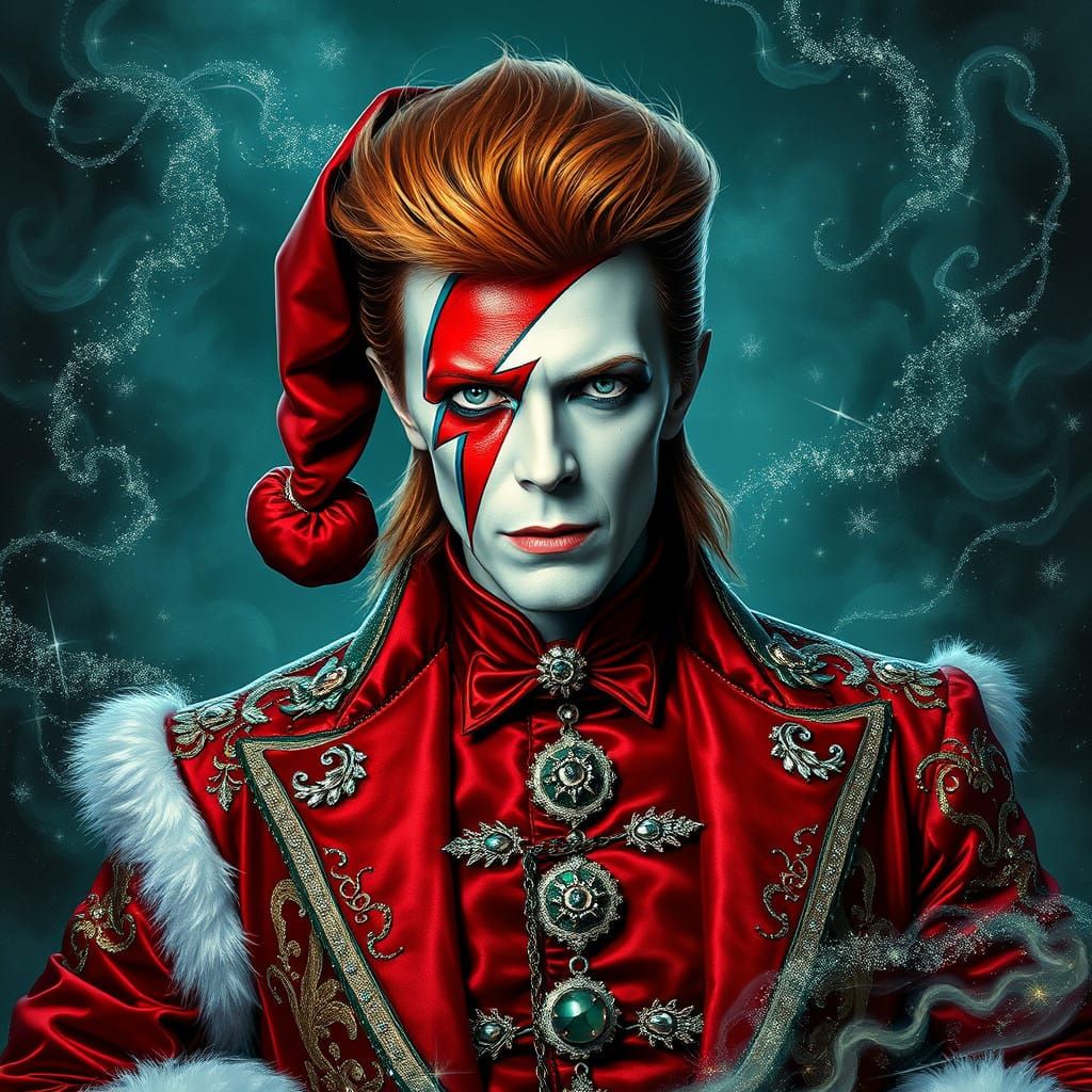 David Bowie as Santa goblin king Jareth Ziggy Stardust Claus
