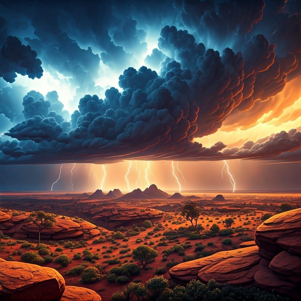 stormy outback landscape - Dark Stormy Australian Outback La...