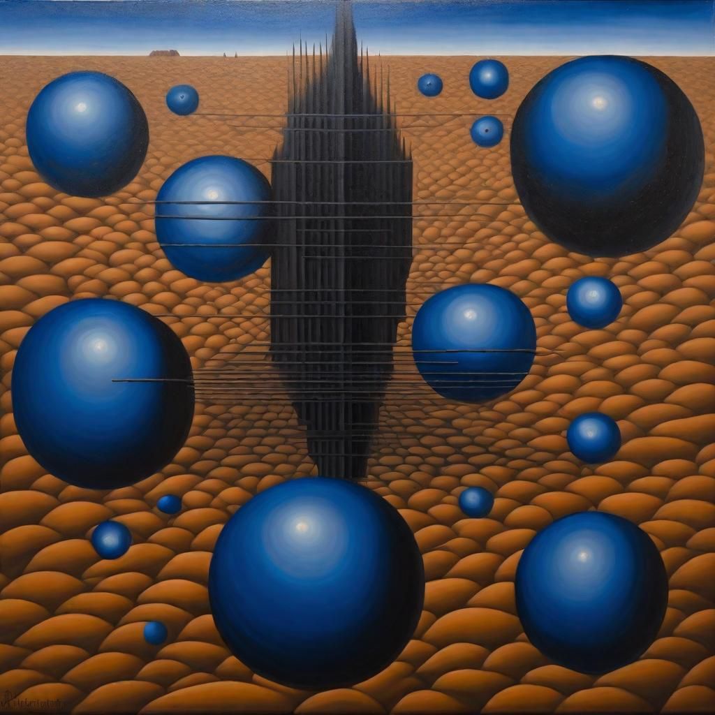 A detailed surreal rule-of-thirds oil painting of outwardly meaningless ...