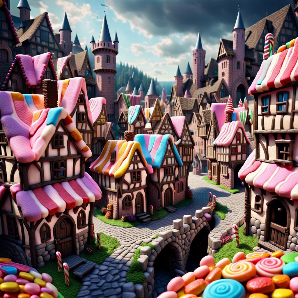 Candyland town 1 - AI Generated Artwork - NightCafe Creator