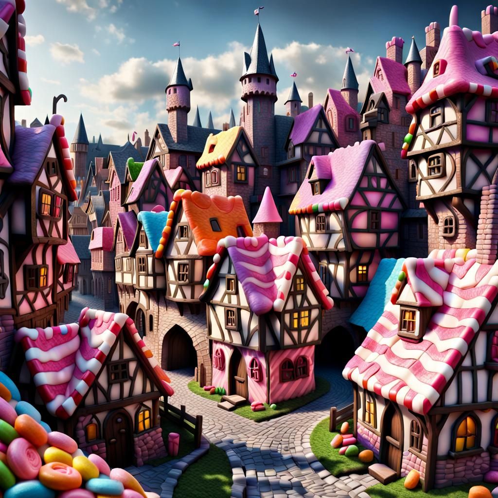 Candyland town 4 - AI Generated Artwork - NightCafe Creator