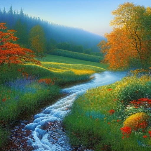 landscape at daybreak, by Vladyslav Yerko, meticulous, intricate, entangled - AI Generated ...