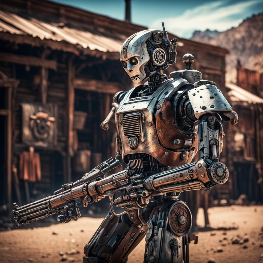 Robot Android gunslinger, western aesthetic - AI Generated Artwork ...