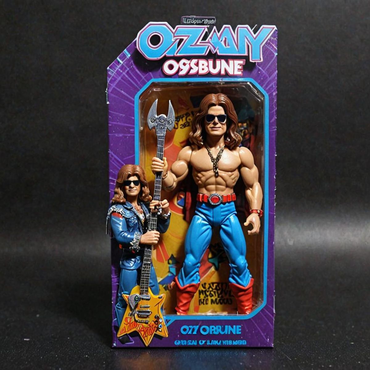 80s Retro action figure of the musician Ozzy Osbourne, but in the style ...