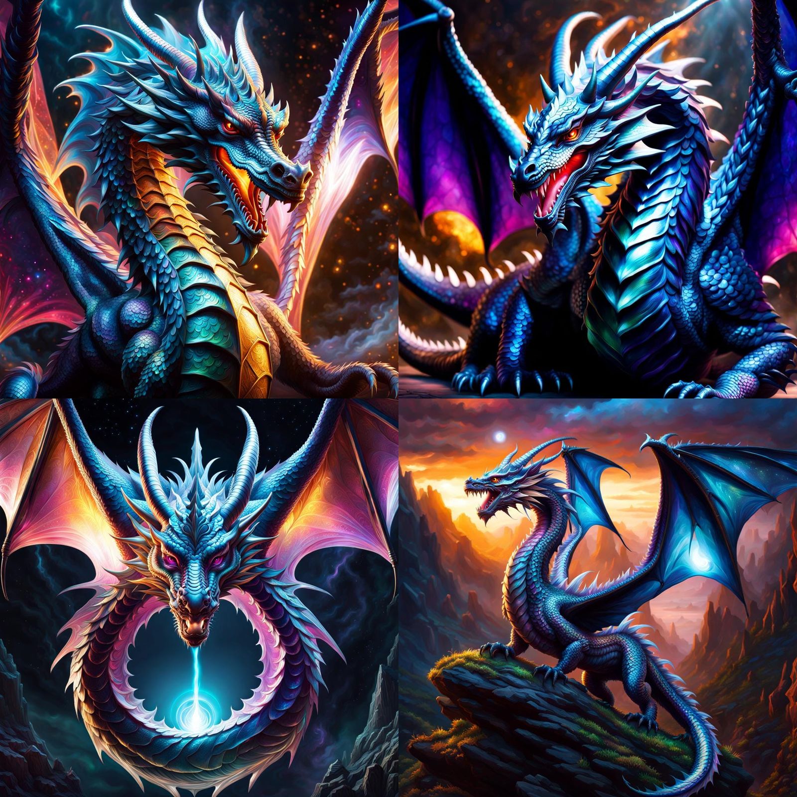 Ethereal iridescent Cosmic Dragon, mythical, legendary, fantasycore, Parallax, concept art ...