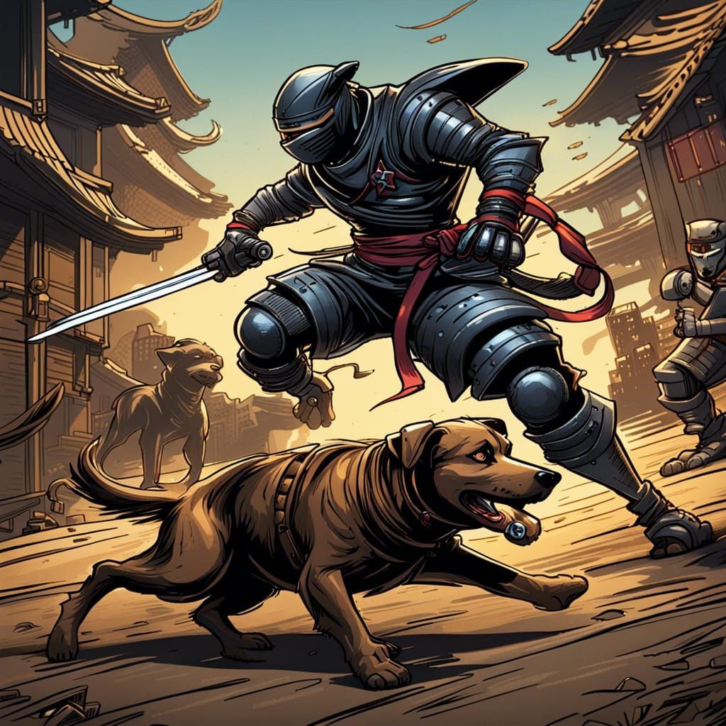 Ninja and his dog - AI Generated Artwork - NightCafe Creator