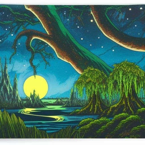 swamp night - AI Generated Artwork - NightCafe Creator