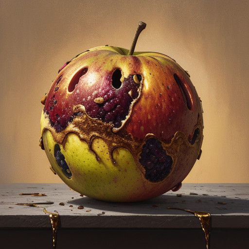 Corrupted Fruit - Decaying Fruit in Vibrant Oil Painting