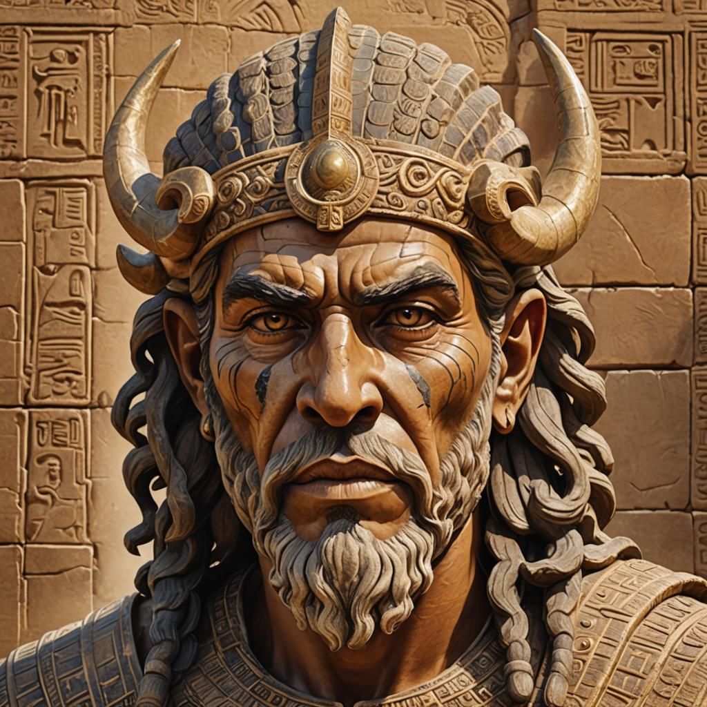 Simut - Ancient Mesopotamian Royal God in Traditional Attir...