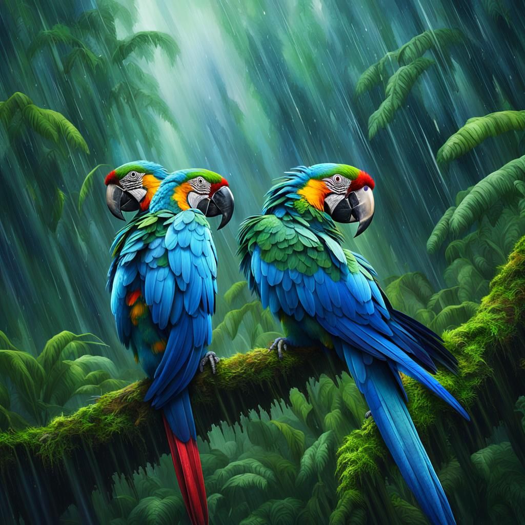 Rainforest macaws - AI Generated Artwork - NightCafe Creator