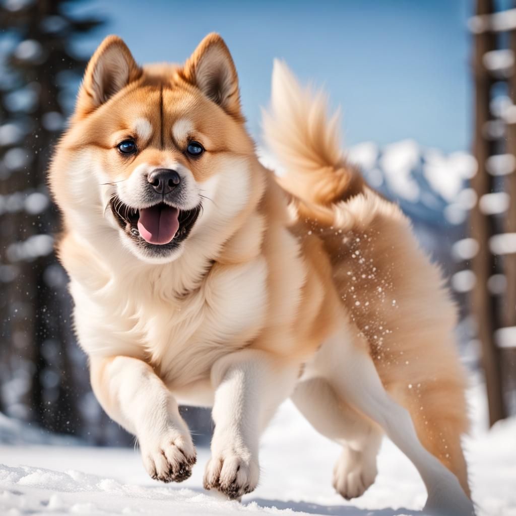 HAPPY CUTE PUPPY GOLDEN AKITA DOG (BIG GALAXY EYES: 1.7) (likes BIG ...