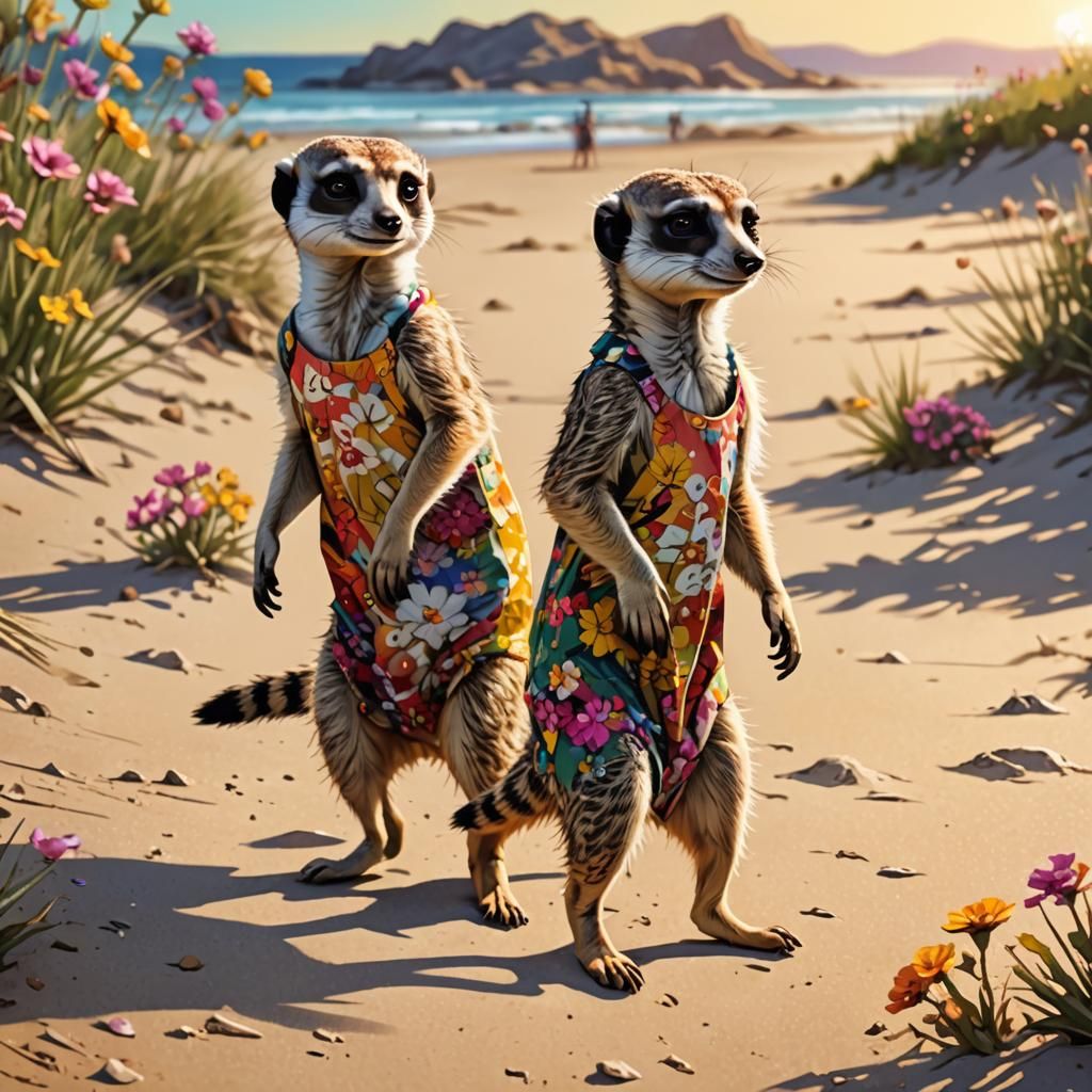 SI Swimsuit (meerkat) Edition - Vibrant Beach Scene in Whims...