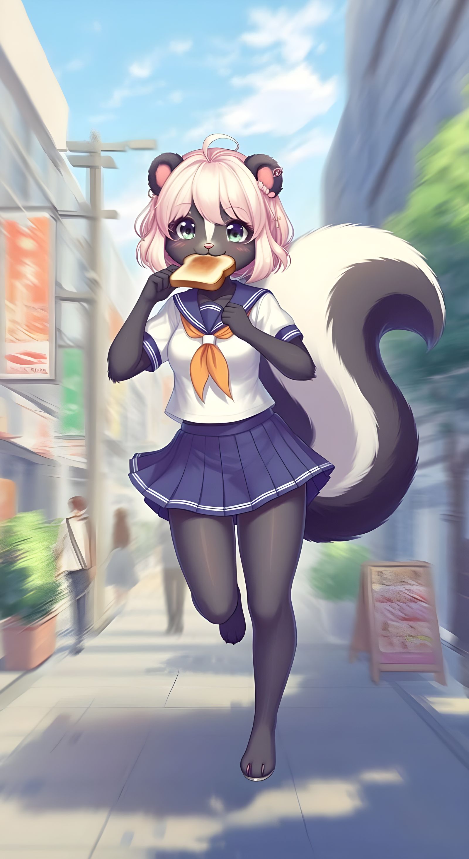 A Most Anime Skunk - Surreal Anime Skunk Runs Down City Stre...