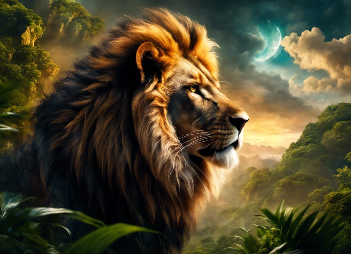 Lion pondering. - AI Generated Artwork - NightCafe Creator