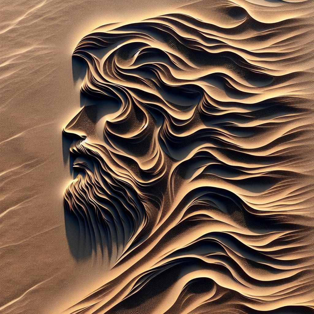 Infinite Desert Form of a Wanderer in Ancient Sand... - AI Art