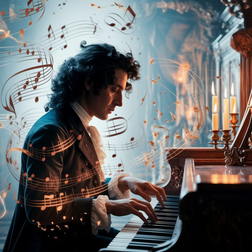 music composer - 18th-Century Composer Double Exposure Effe...