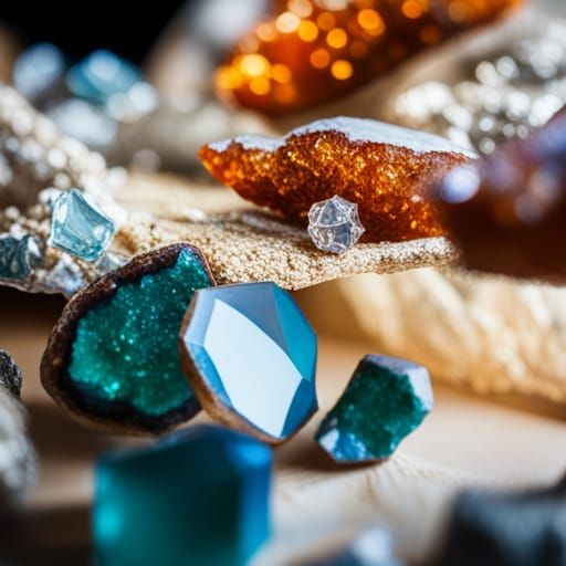 Glittering amber and teal geodes and crystals - AI Generated Artwork ...
