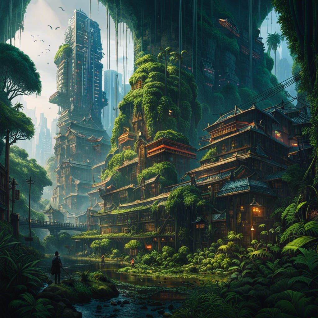 Rainforest City - AI Generated Artwork - NightCafe Creator