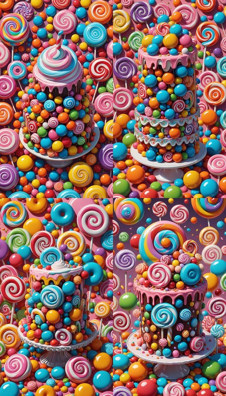 Vibrant candy illustration of a whimsical, sugary realm, bursting with ...