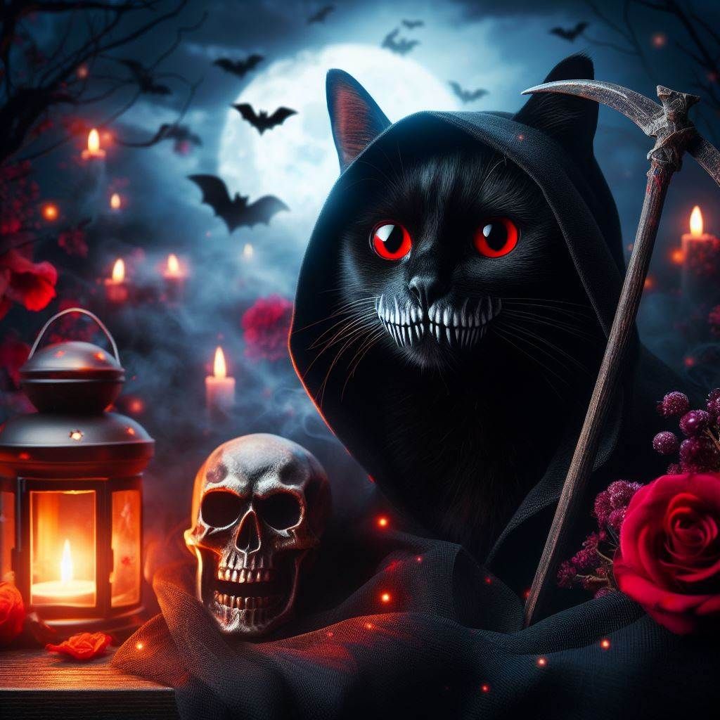 Grim Reaper Cat - AI Generated Artwork - NightCafe Creator