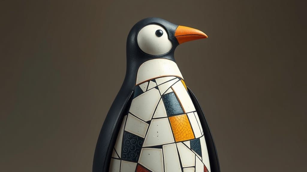 Picasso's Penguin - Cubist Penguin Sculpture with Geometric ...