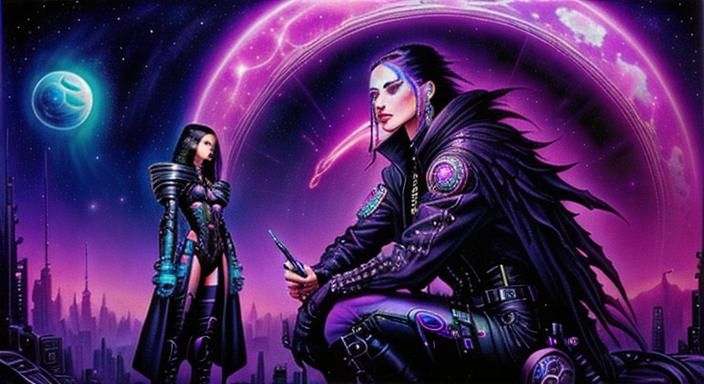 (I'll Be Waiting:1.3)) epic cosmic cyberpunk synthwave (color ink and ...