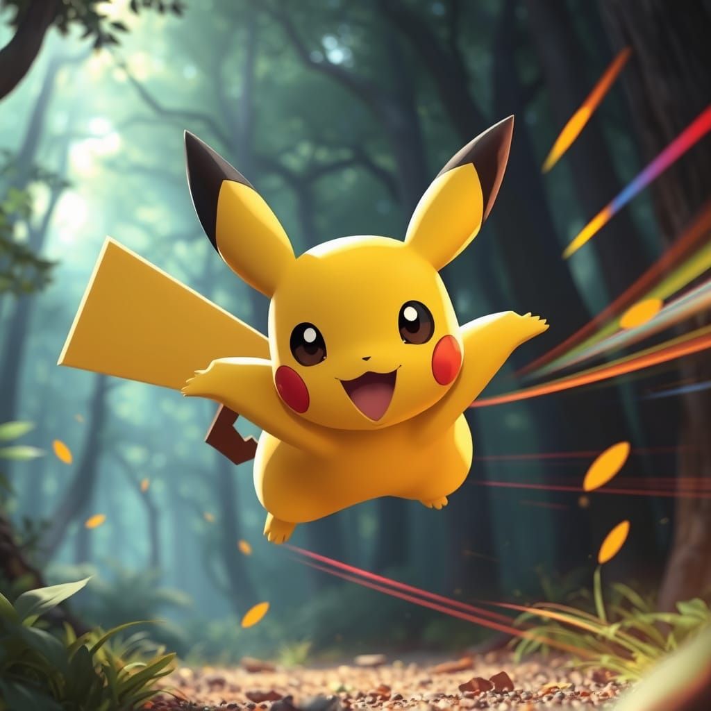 Pikachu - Epic Cartoon Pikachu in Flight