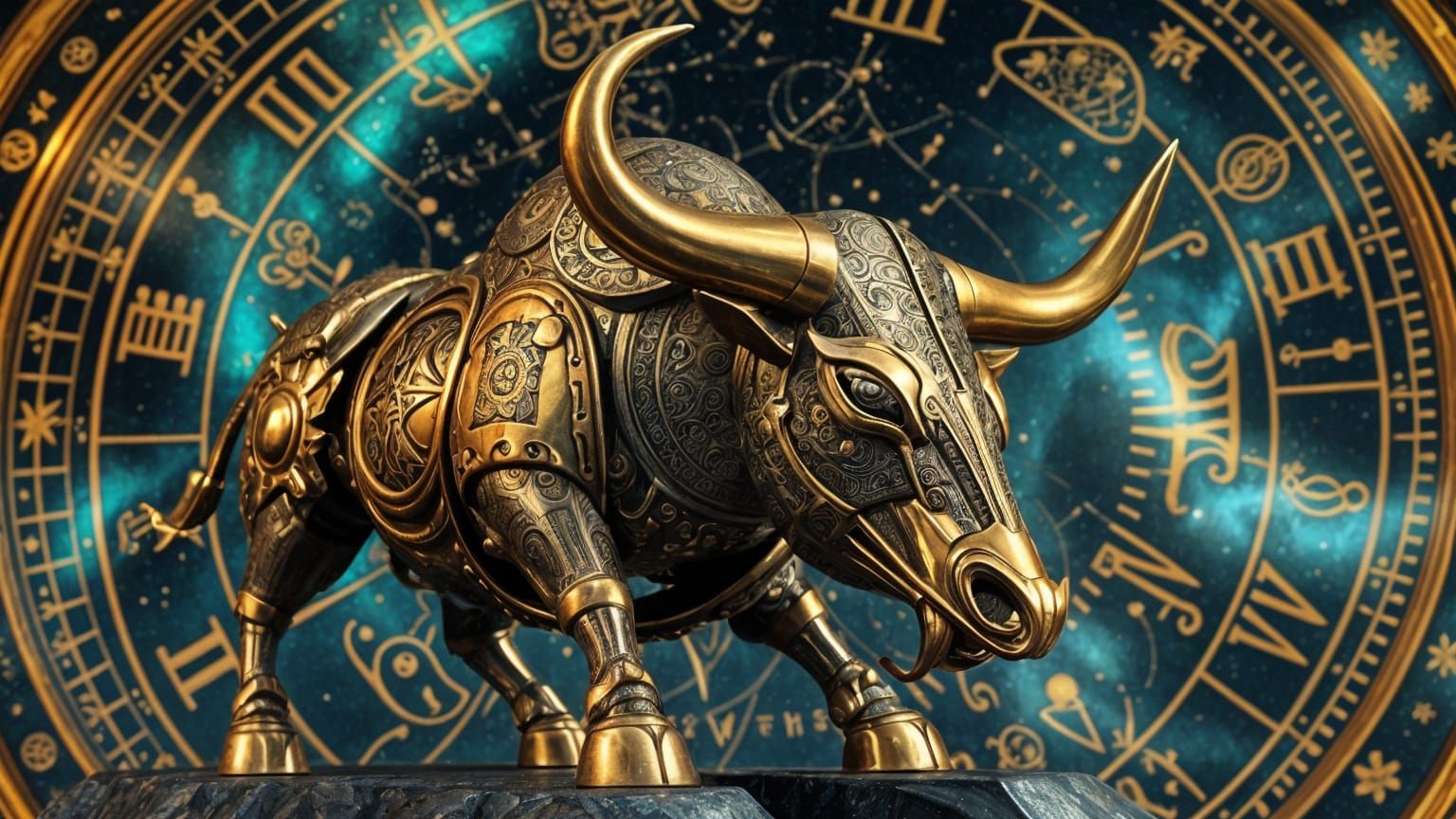 Golden Taurus Constellation Monogram in Art Nouvea... - AI Art