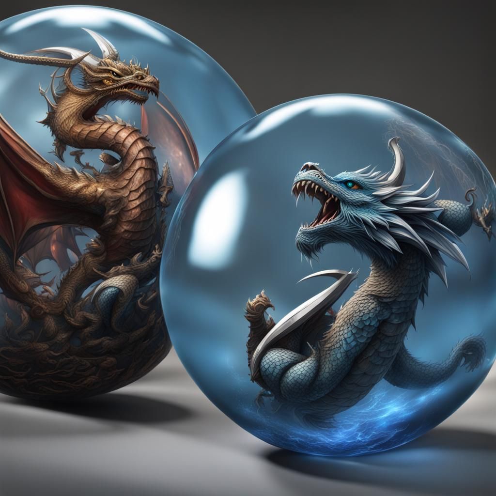 Strange Dragons in glass balls - AI Generated Artwork - NightCafe Creator