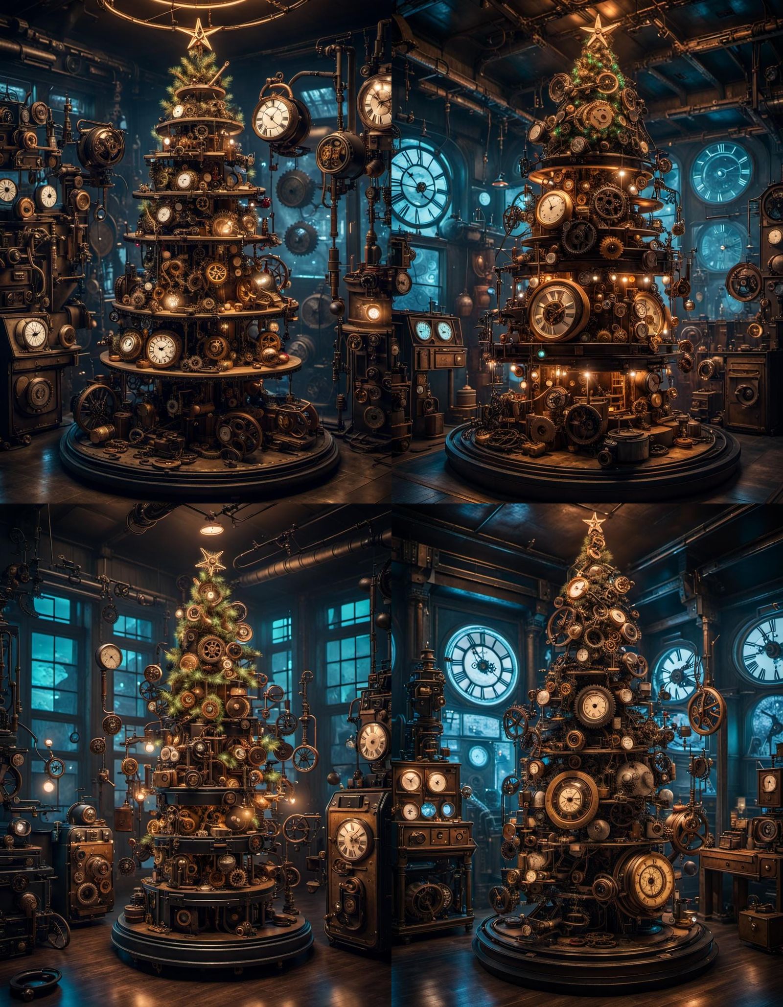 Steampunk christmas tree - AI Generated Artwork - NightCafe Creator