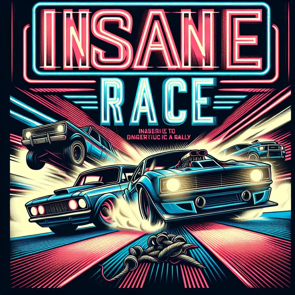 A movie poster style 50 years titled "INSANE RACE" - AI Generated ...