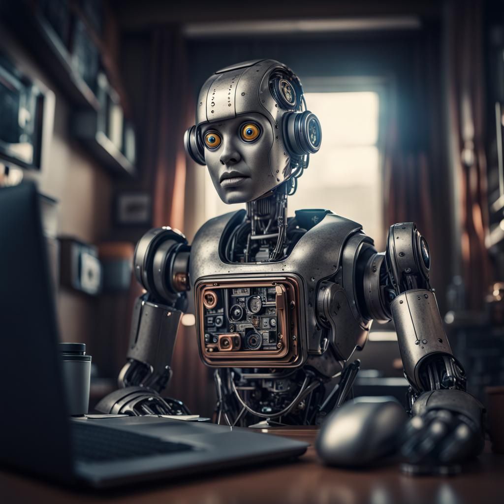 A robot assistant looking frustrated - AI Generated Artwork - NightCafe ...