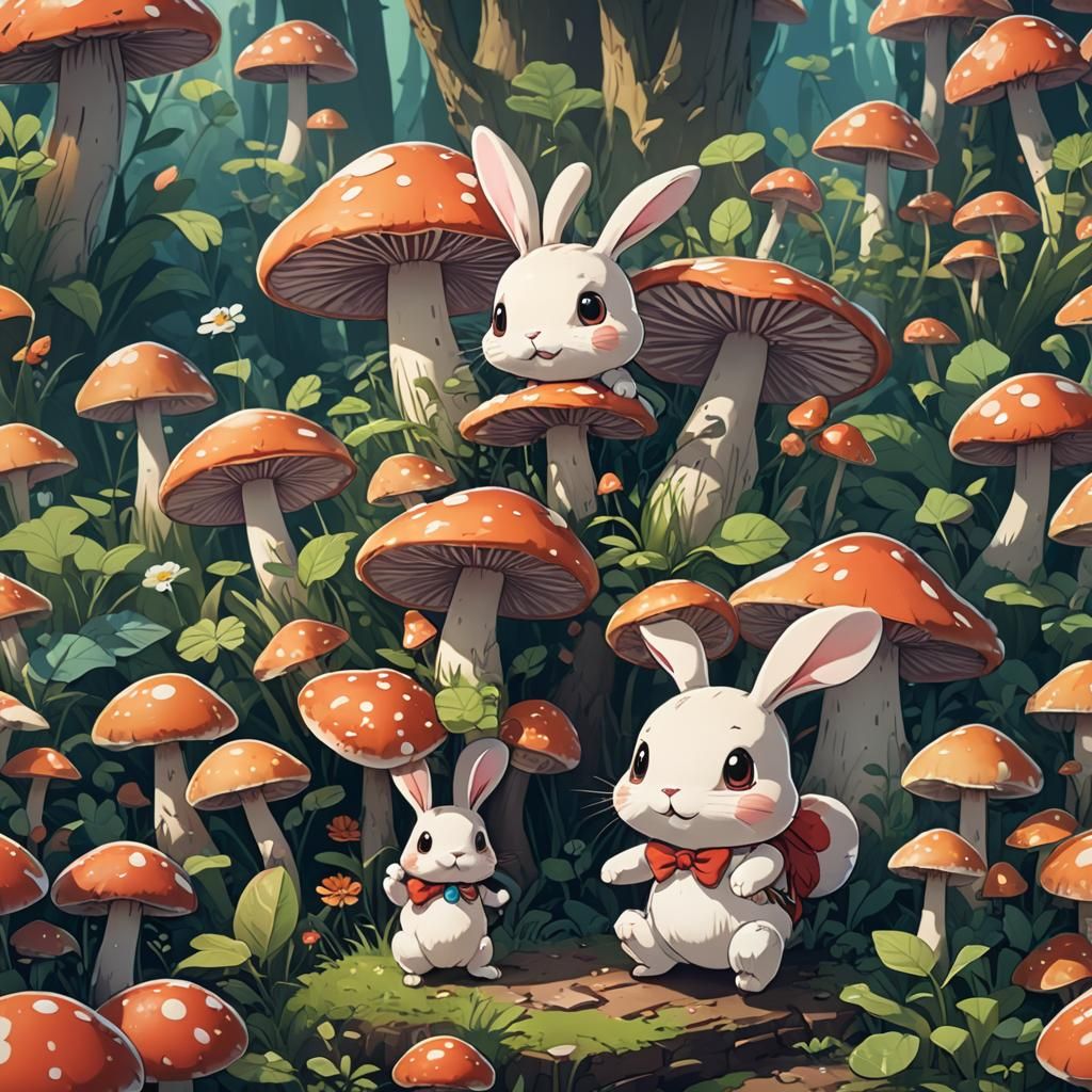 Adorable MUSHROOM BUNNY - AI Generated Artwork - NightCafe Creator