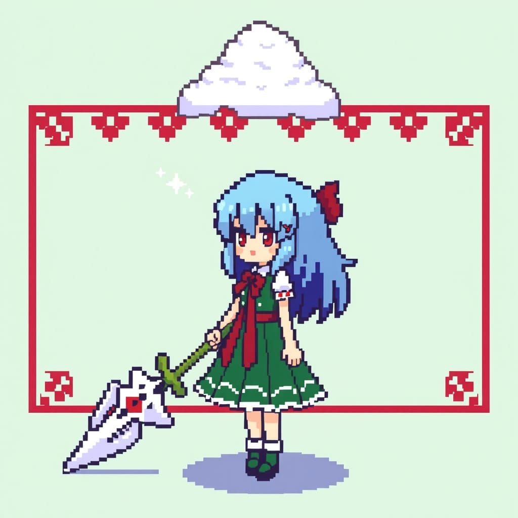 Pixel art Touhou - Vibrant Pixel Art of Sakuya in Touhou Sty...