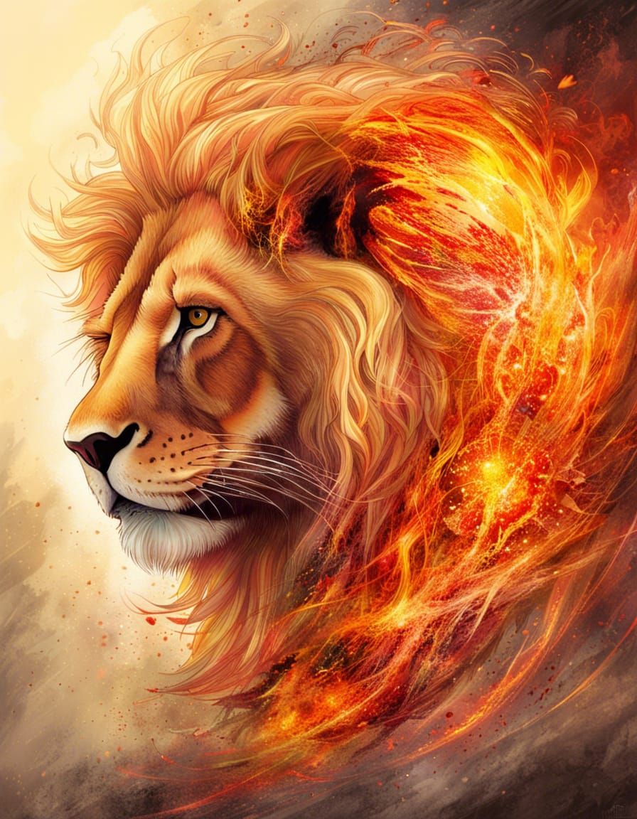 Portrait of a fiery lion - AI Generated Artwork - NightCafe Creator