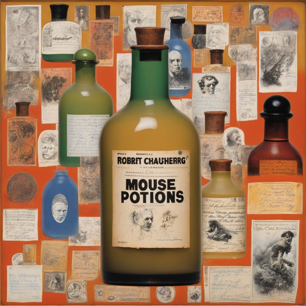 Surrealist Bottles with Humorous Labels in Pop Art... - AI Art