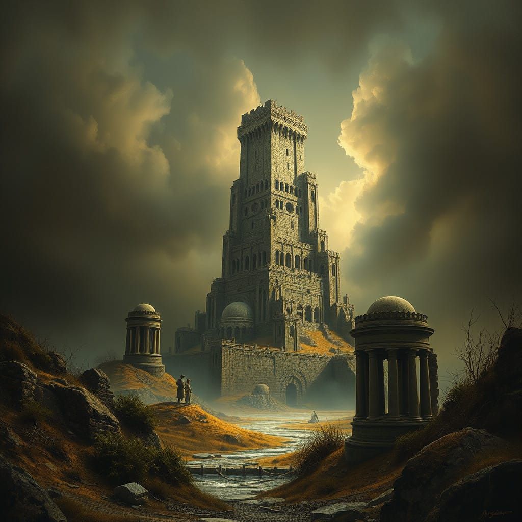 Surreal Ruins of a Dystopian Tower in a Haunting, ... - AI Art