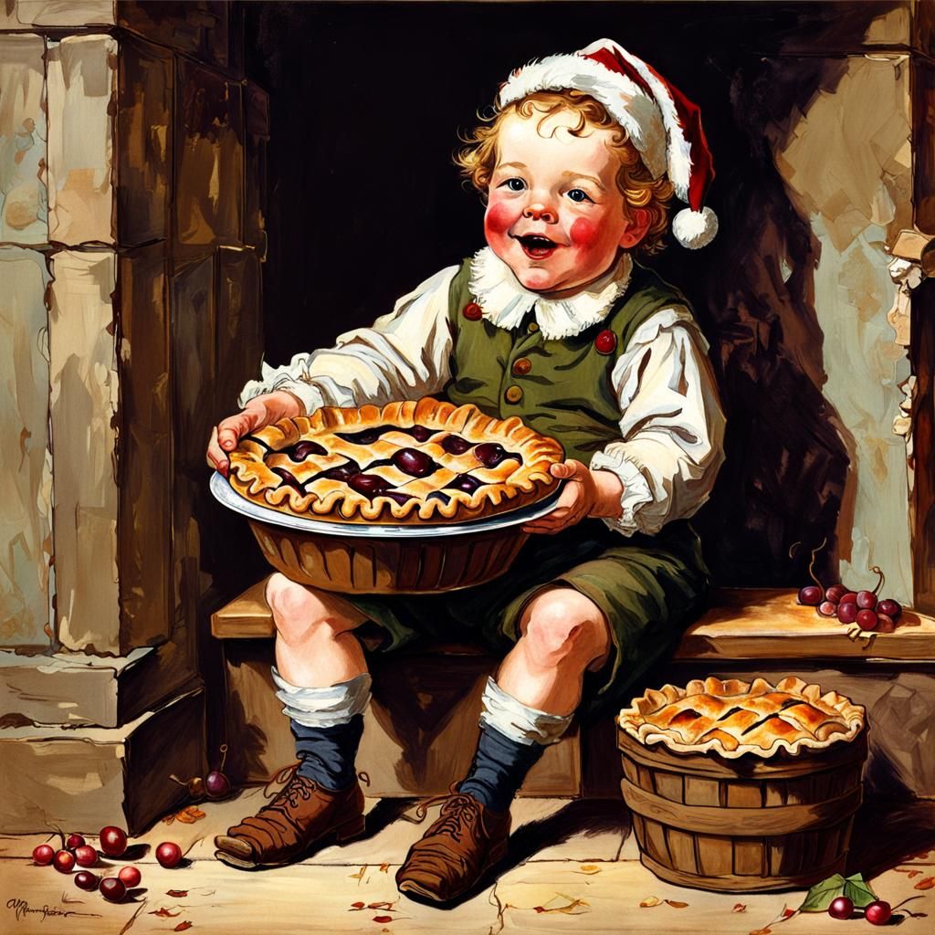 HYPERDETAILED Small boy Little Jack Horner Sat in the corner, Eating ...