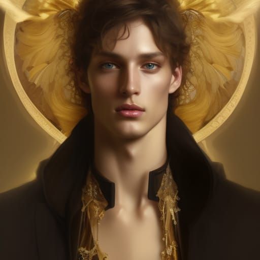 Extravagant ethereal Victoria secret angelic male model gold ...