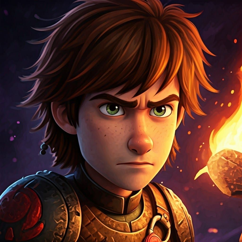 hiccup - Young Viking Warrior Hiccup in Eerie Purple Ambianc...